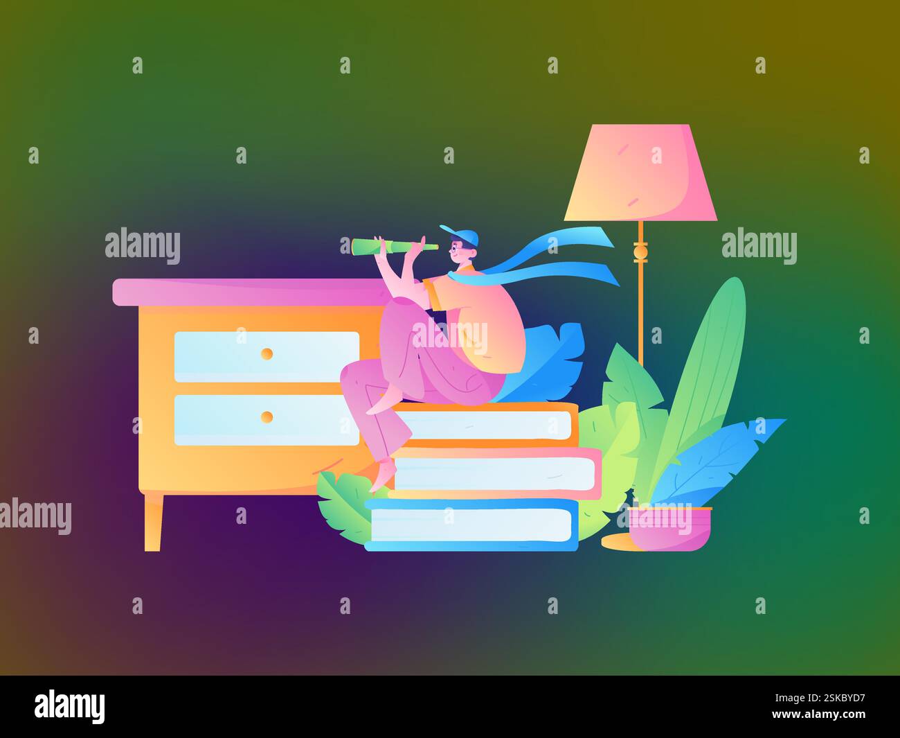 Home indoor character scene flat vector concept operation hand drawn ...