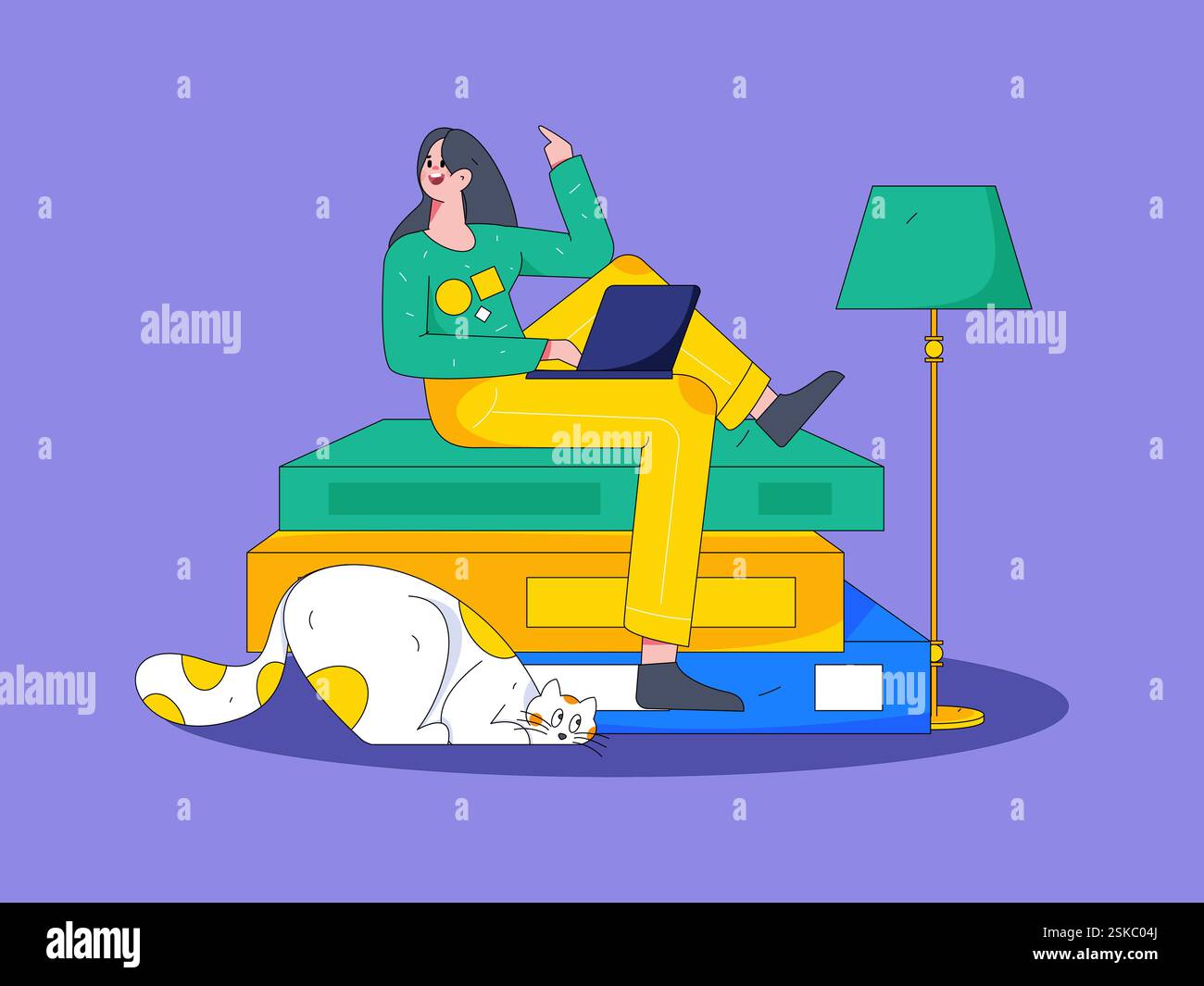Home indoor character scene flat vector concept operation hand drawn ...