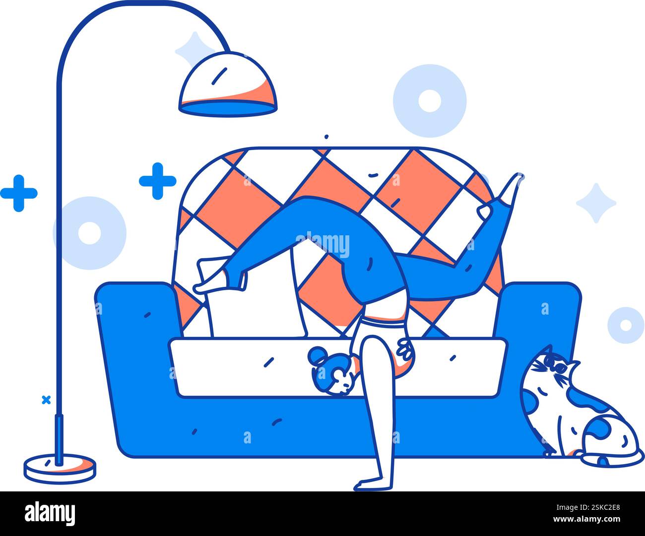 Home indoor character scene flat vector concept operation hand drawn ...