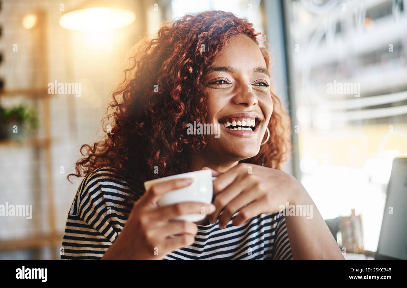 Woman and drinking tea and funny face hi-res stock photography and ...