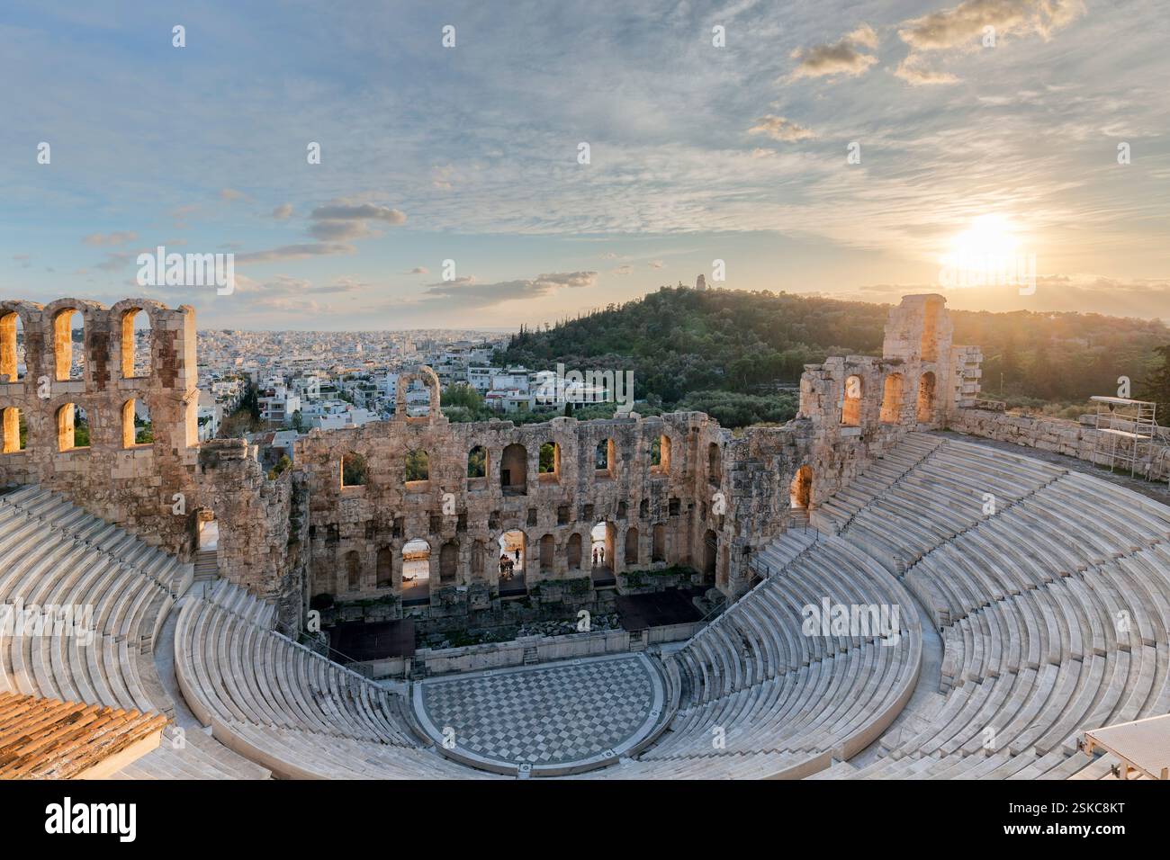 The Odeon of Herodes Atticus Roman theater structure at the Acropolis of Athens, Greece Stock ...