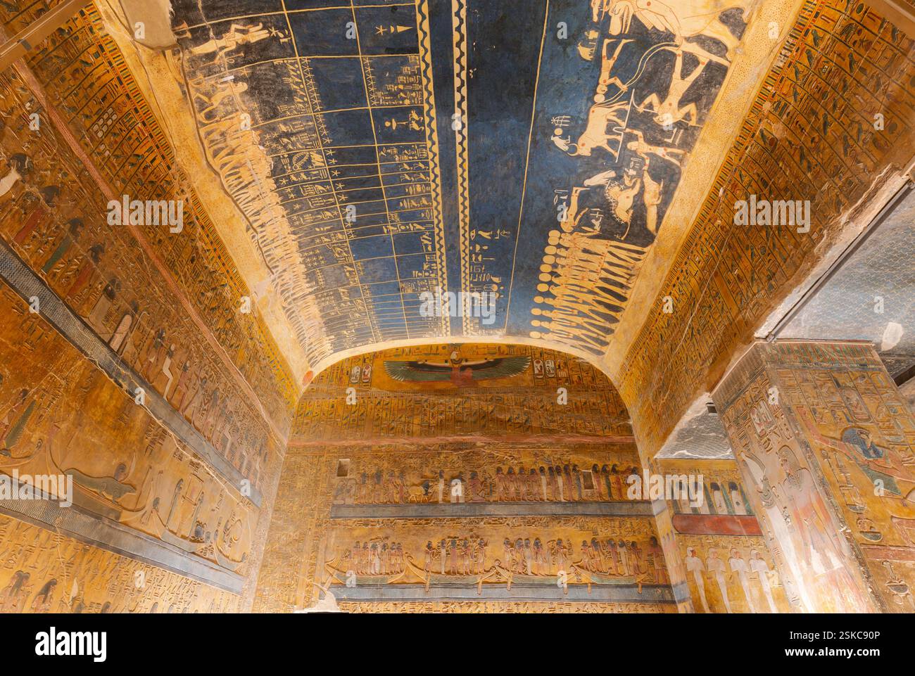 Interior view of the painted ceiling in the ancient tomb of Seti I ...