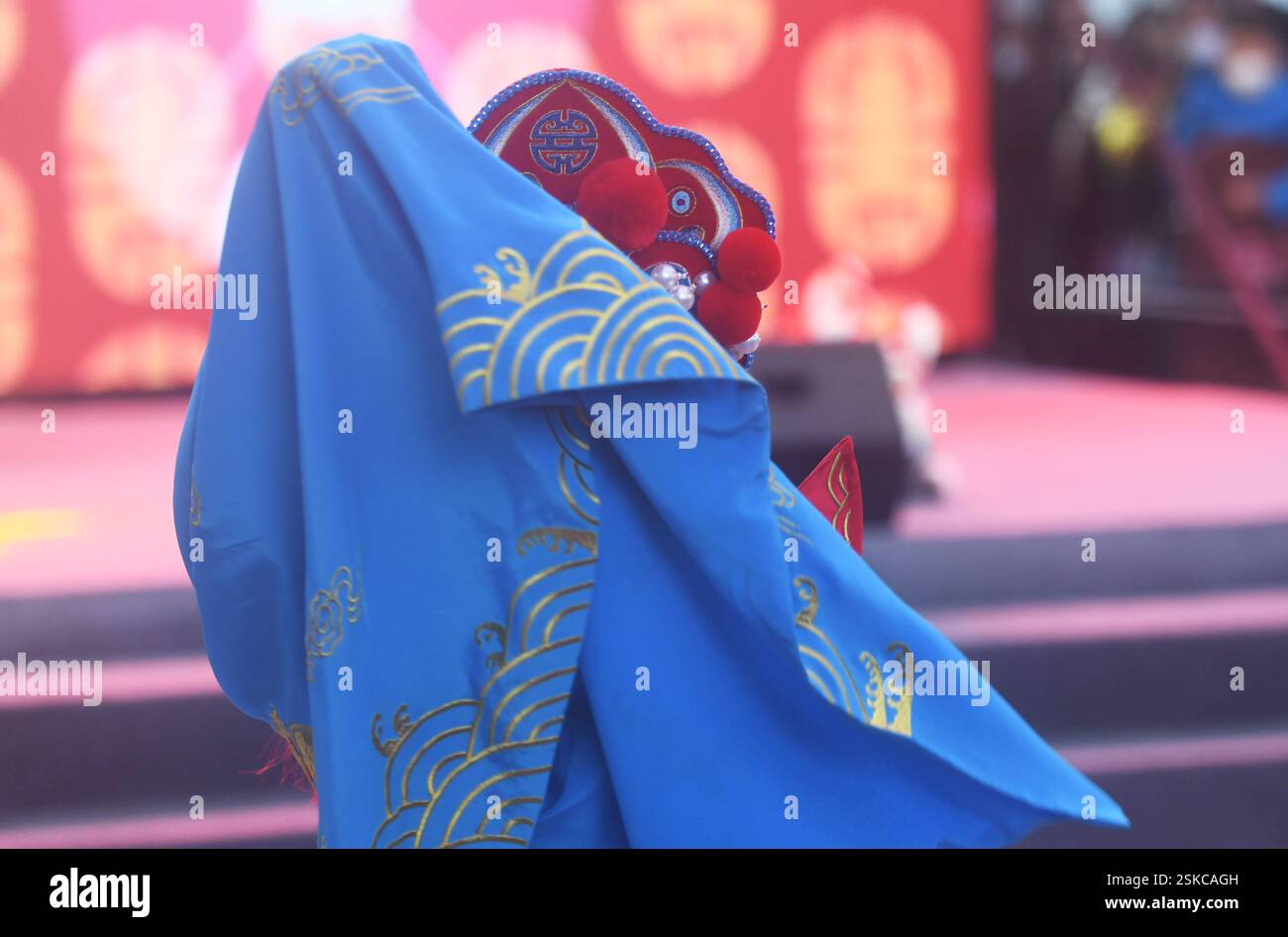 HANGZHOU, CHINA - FEBRUARY 12, 2025 - A human-like robot performs face ...