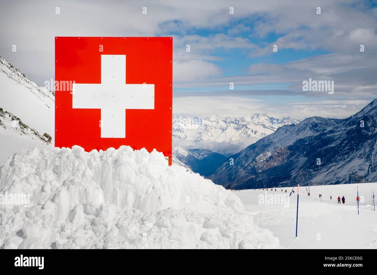 Swiss border in European Alps Stock Photo - Alamy