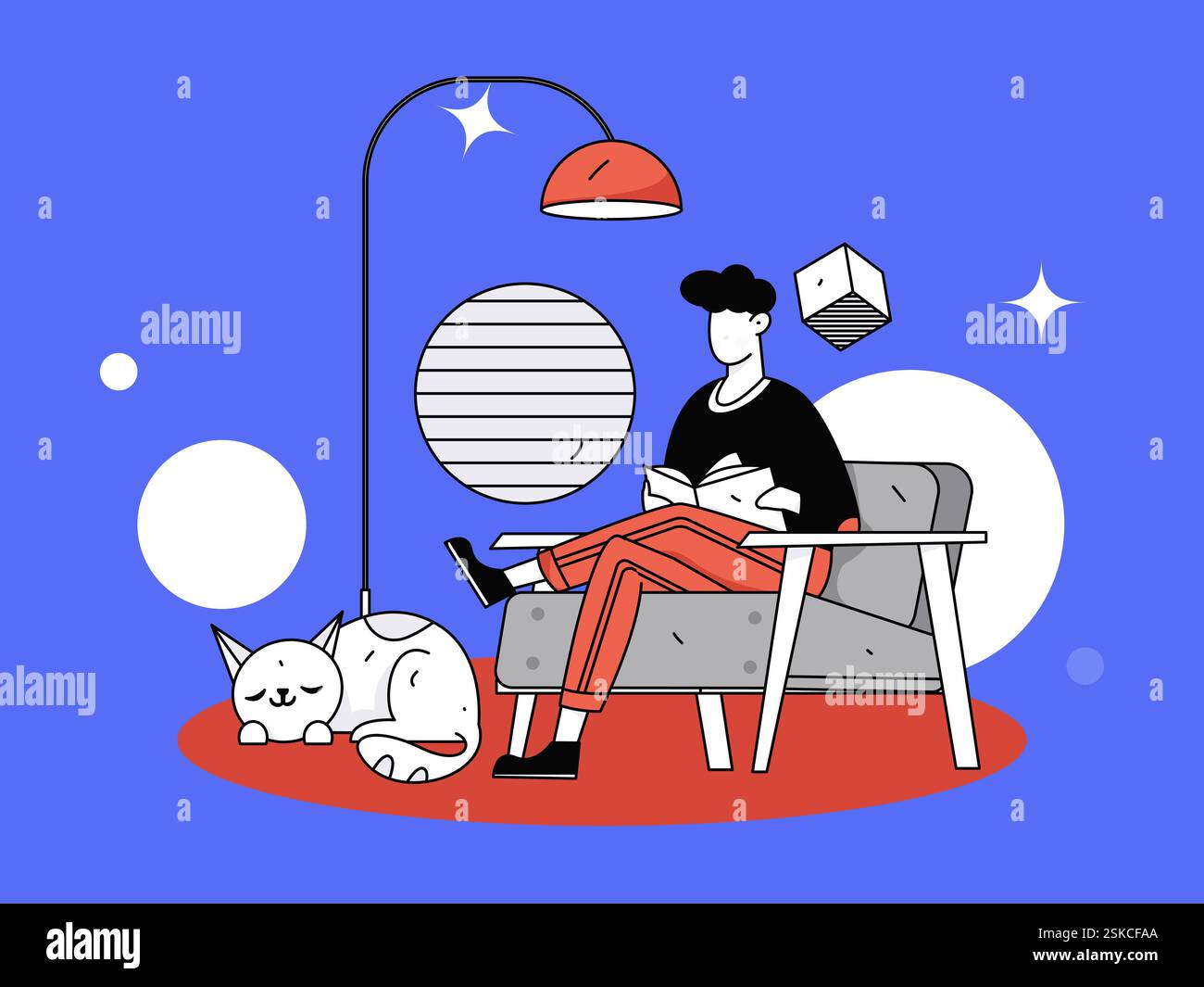 Home indoor character scene flat vector concept operation hand drawn ...