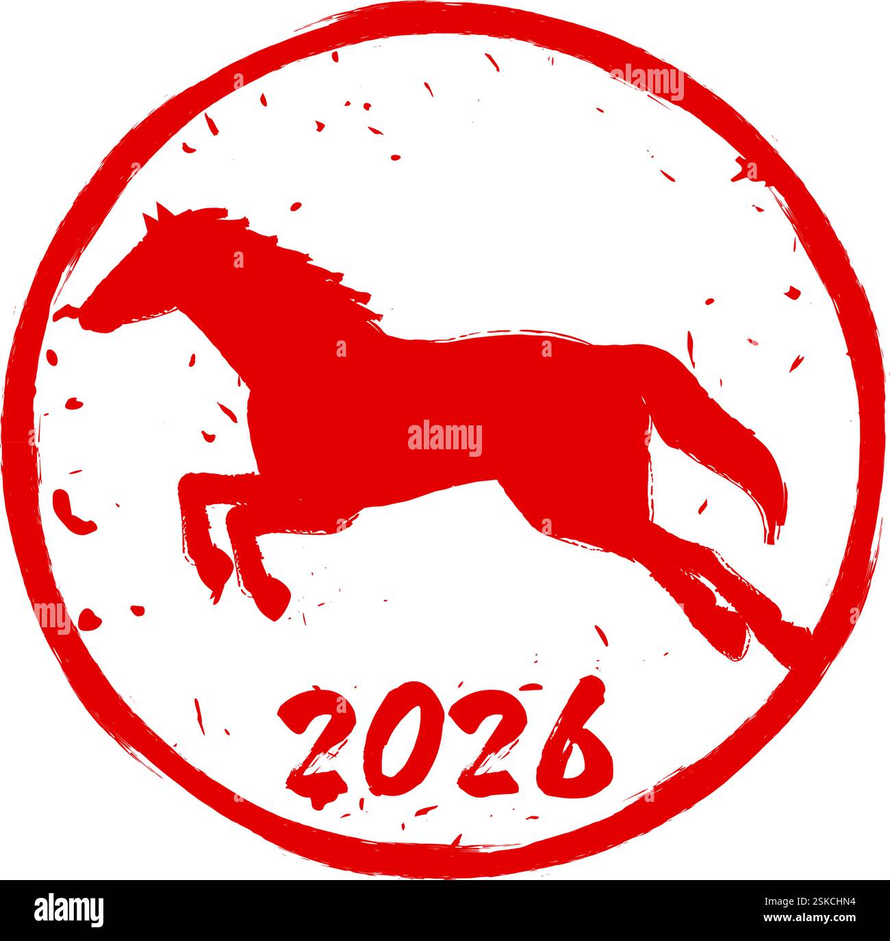 Running horses, stamps for the year of the horse, 2026, Vector ...