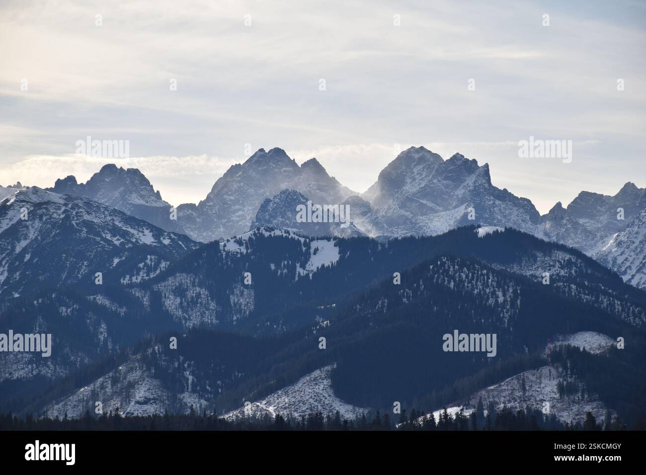 Snow-Capped European Mountain High Tatras in Slovakia. Rugged ridges ...