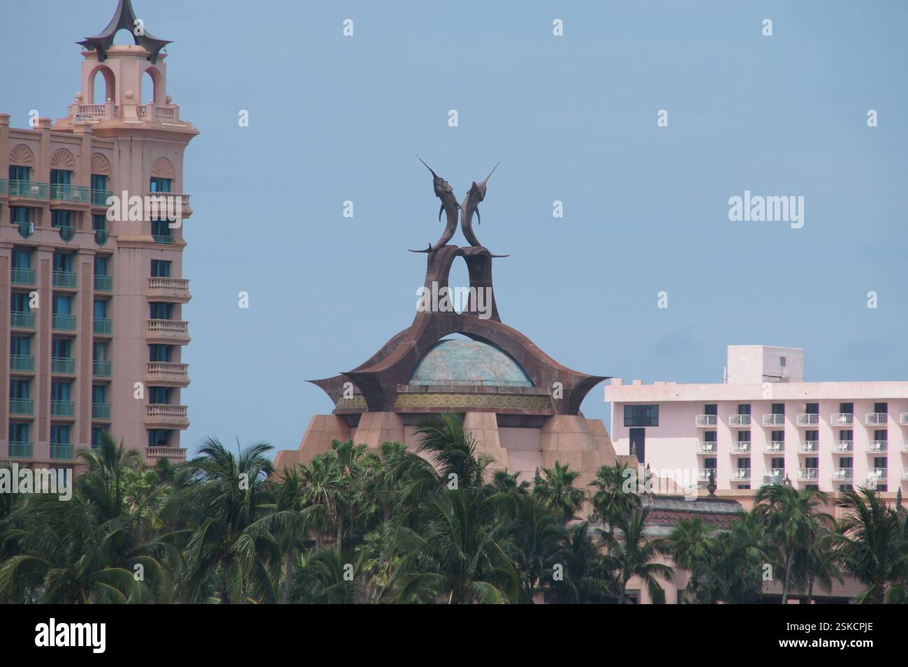 The photo is of a large resort complex with a distinctive architectural ...