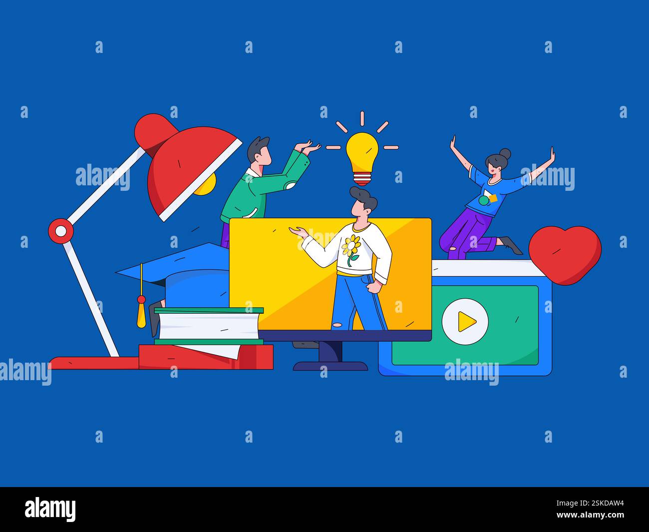 Education and learning people flat vector concept hand drawn ...