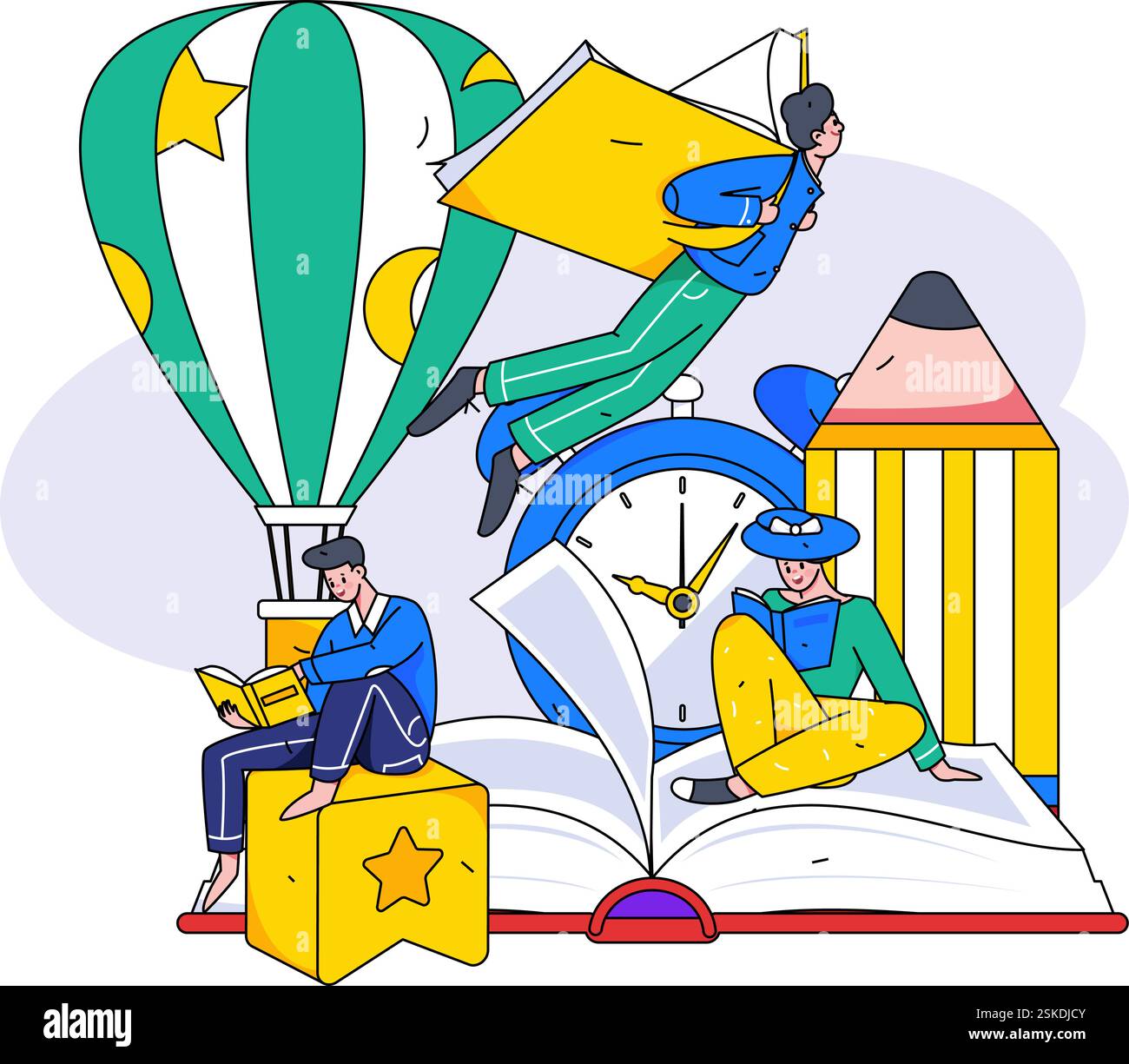 Education and learning people flat vector concept hand drawn ...