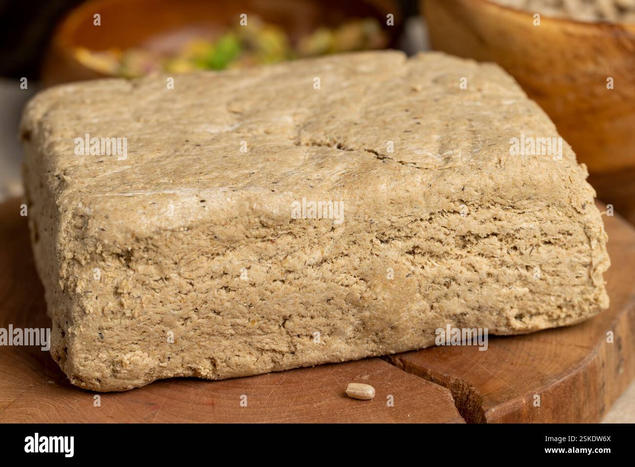 halva from sunflower seeds closeup, close up dessert made from fried ...
