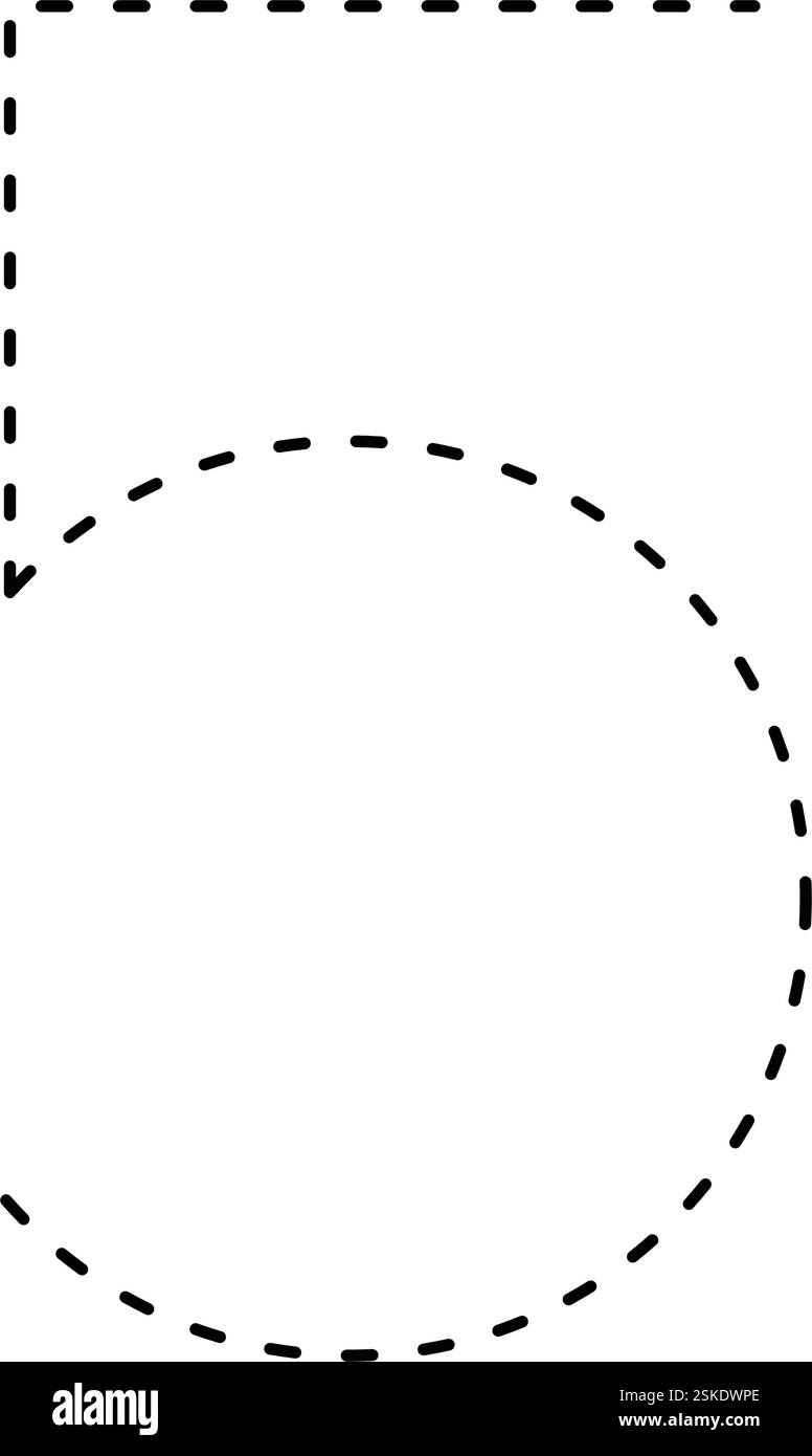 Tracing number 5 prewriting dotted line math worksheet element for ...