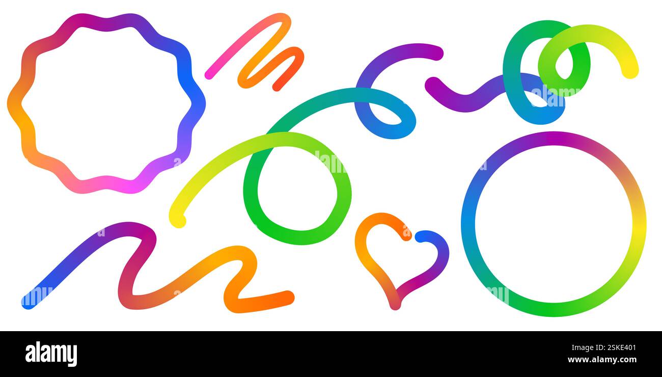 Abstract Color Rainbow Gradient Shapes Set. Vector Graphic with Wavy ...