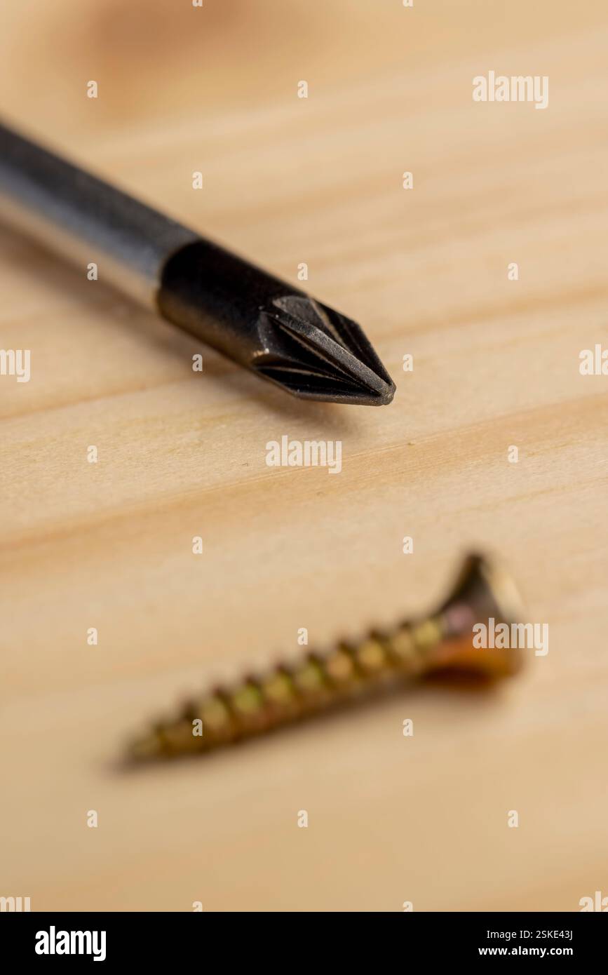 screwdriver and golden decorative self tapping screws for fixing wood ...