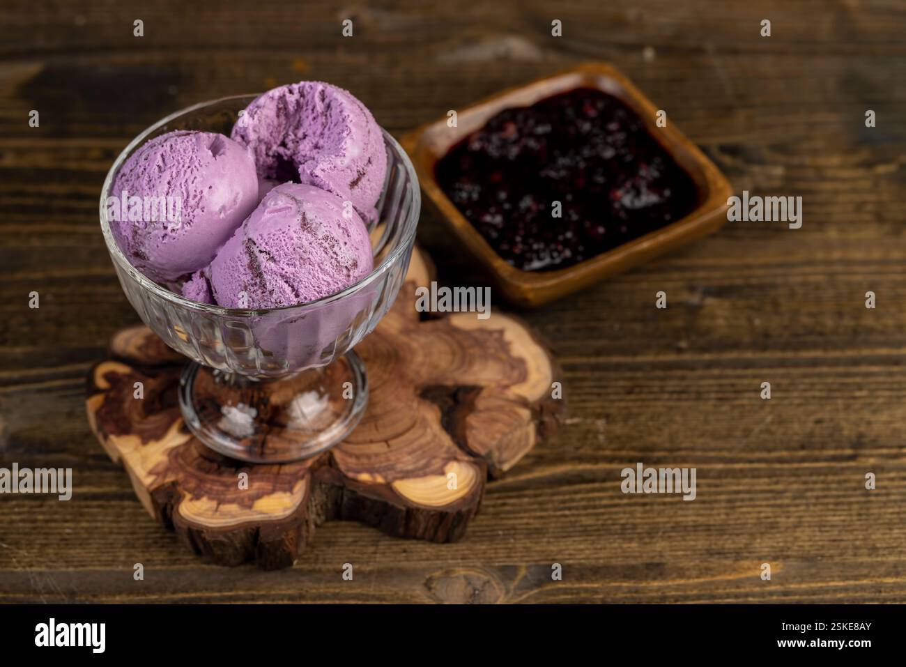 cold purple ice cream with blueberry flavor, blueberry ice cream balls ...