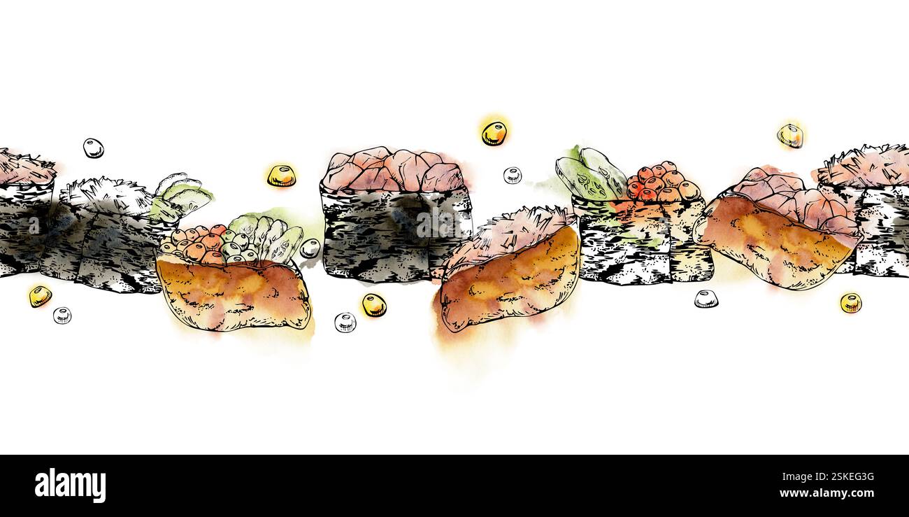 Traditional Japanese food, gunkan inari sushi with caviar cucumber ...