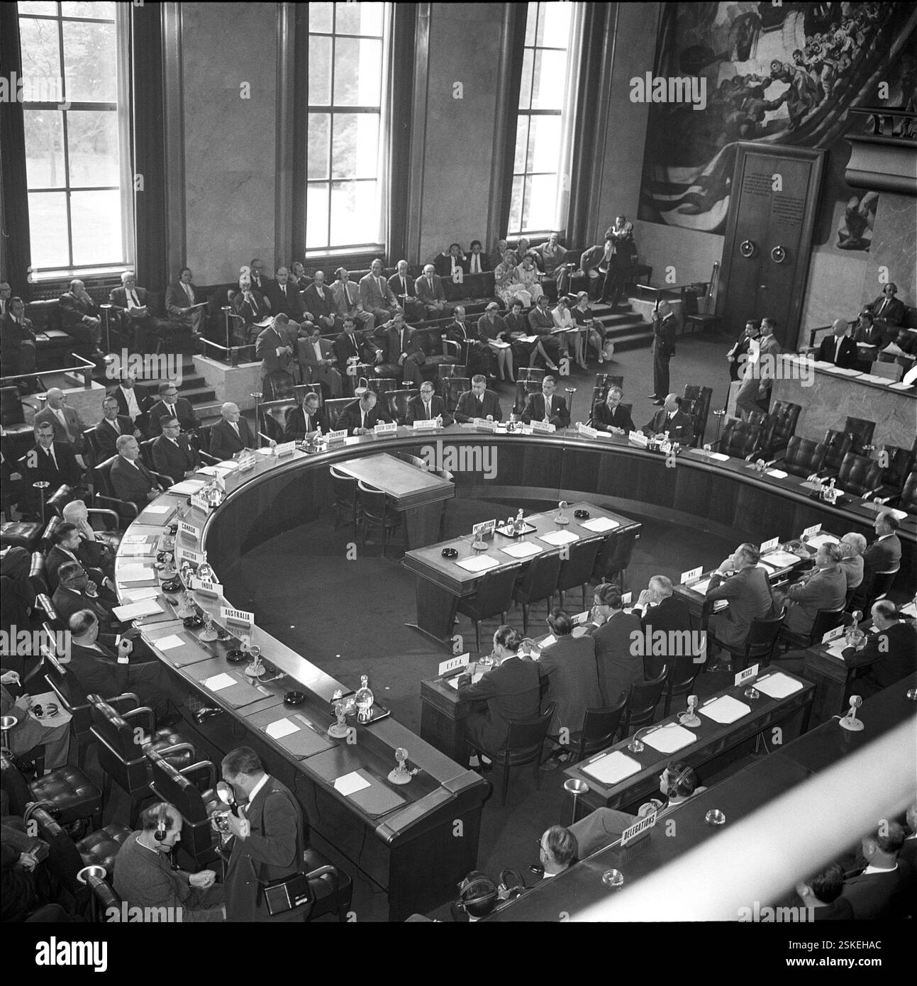 5. Zollkonferenz der GATT, Genf 1960; im Palais des Nations, Übersicht ...