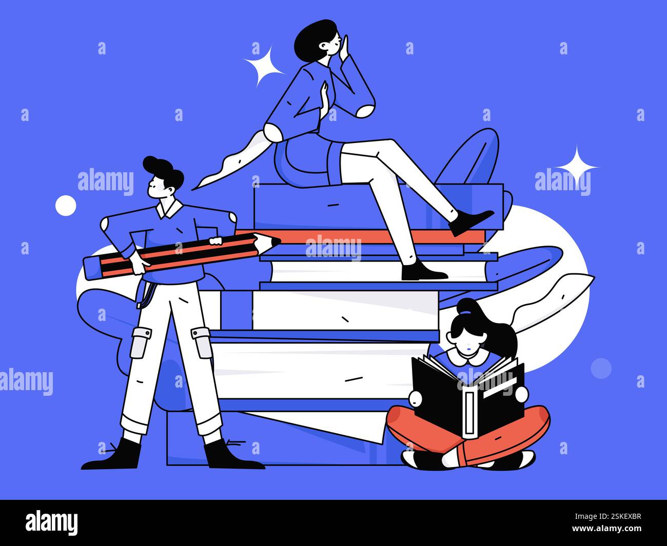 Education and learning people flat vector concept hand drawn ...