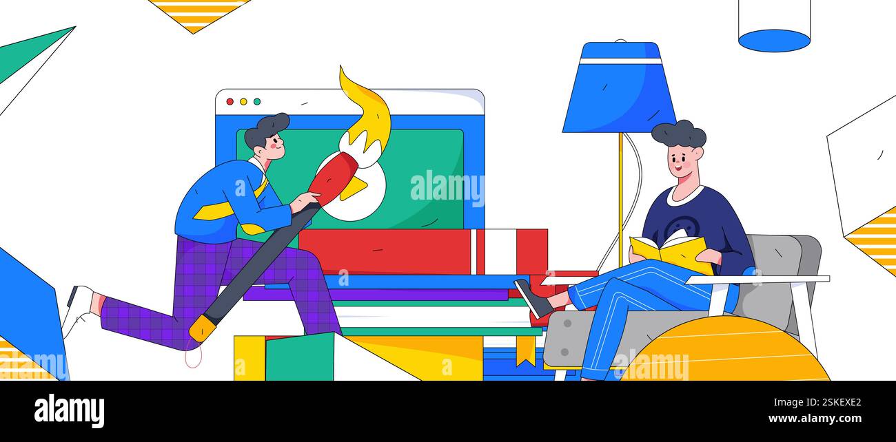 Education and learning people flat vector concept hand drawn ...