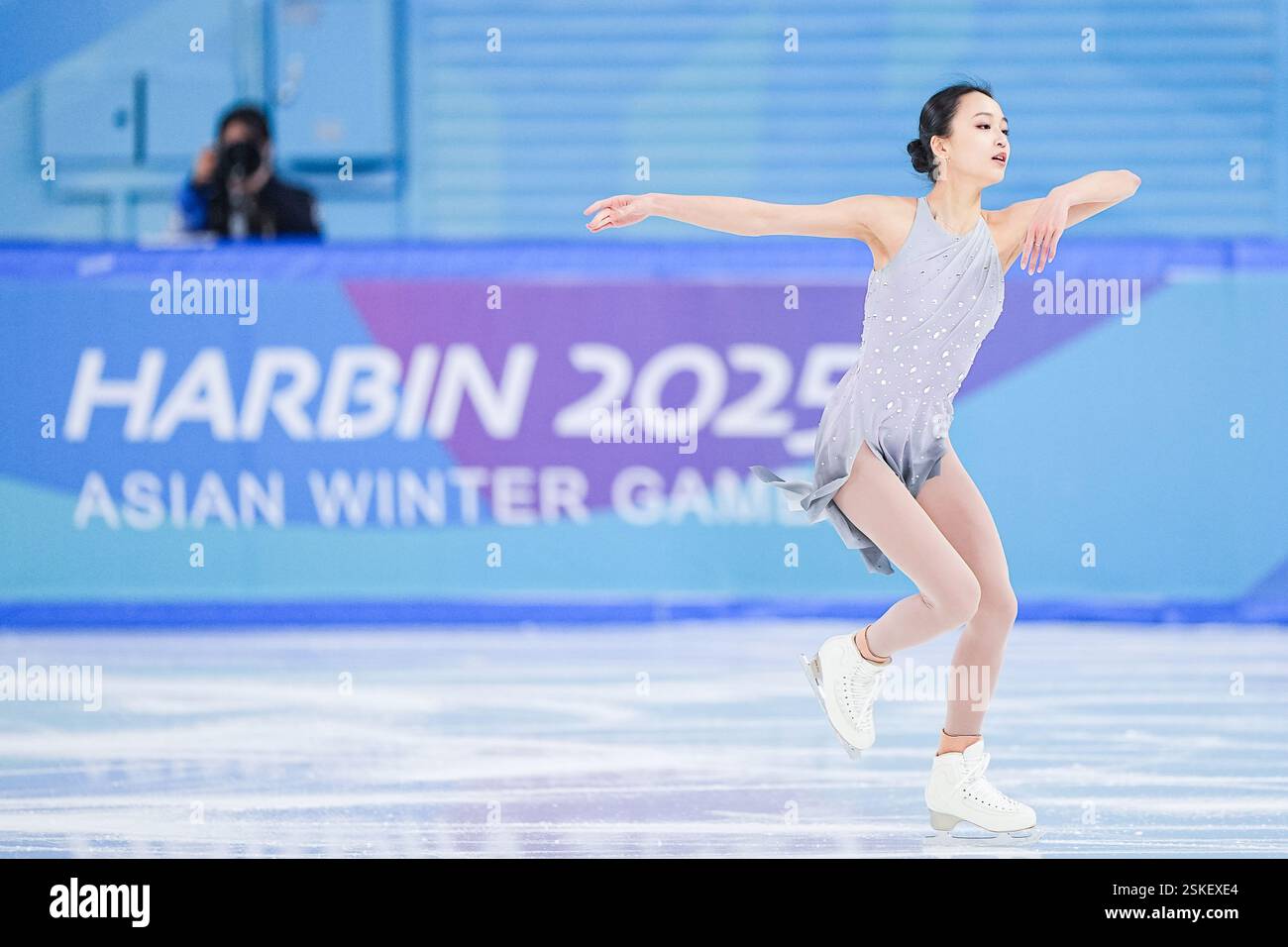 Harbin,China.12th February 2025. Zhu Yi of China competes in the Figure ...