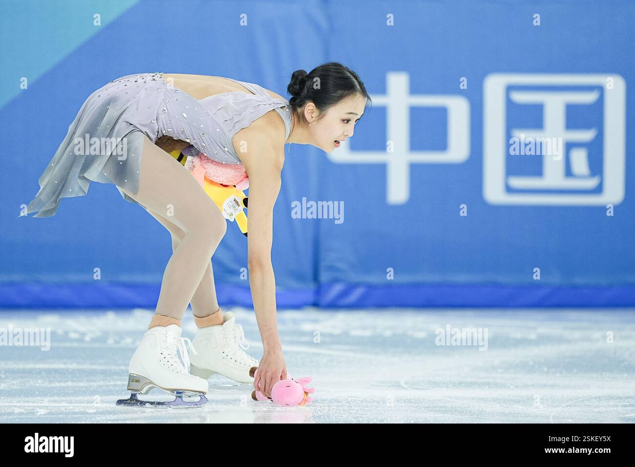Harbin,China.12th February 2025. Zhu Yi of China competes in the Figure ...