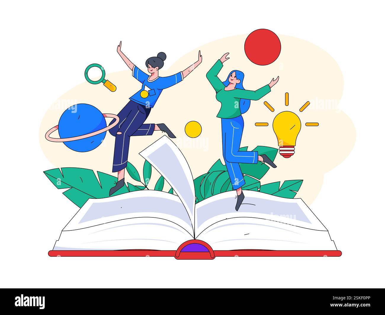Education and learning people flat vector concept hand drawn ...