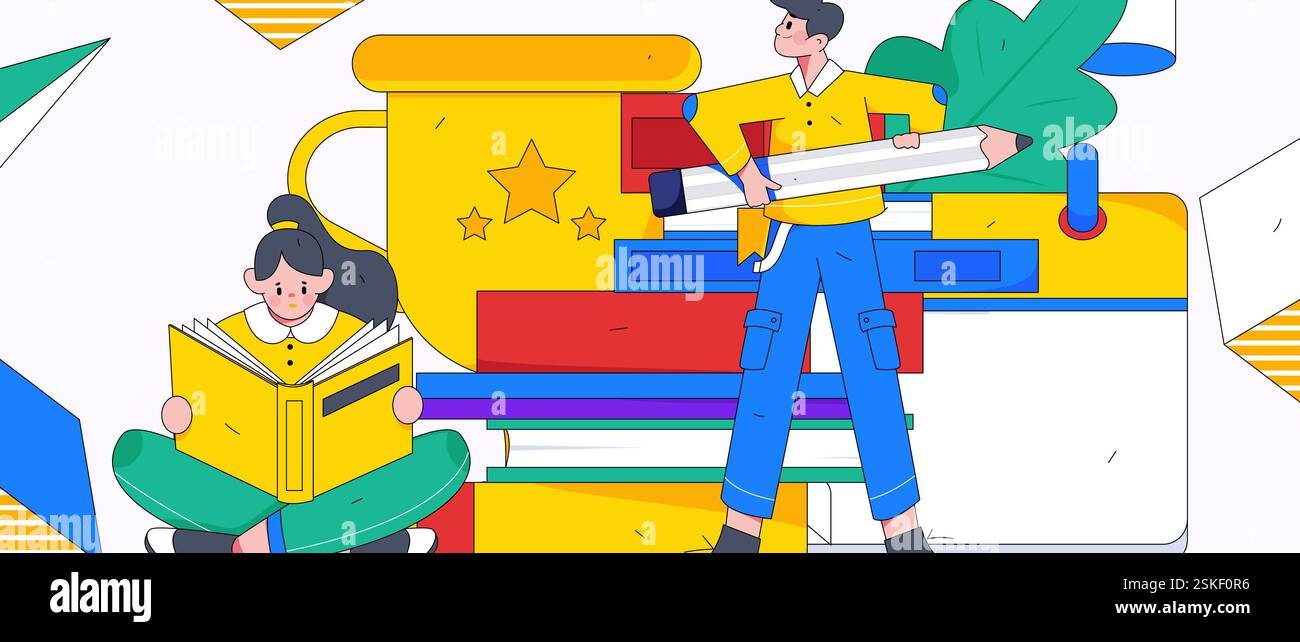Education and learning people flat vector concept hand drawn ...
