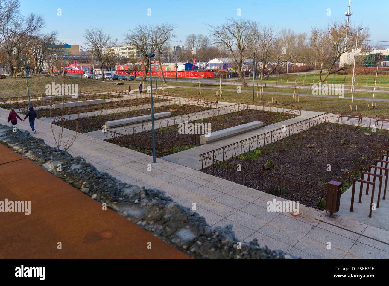 Poland. Award winning new park in Warsaw. Ecological, contemporary ...