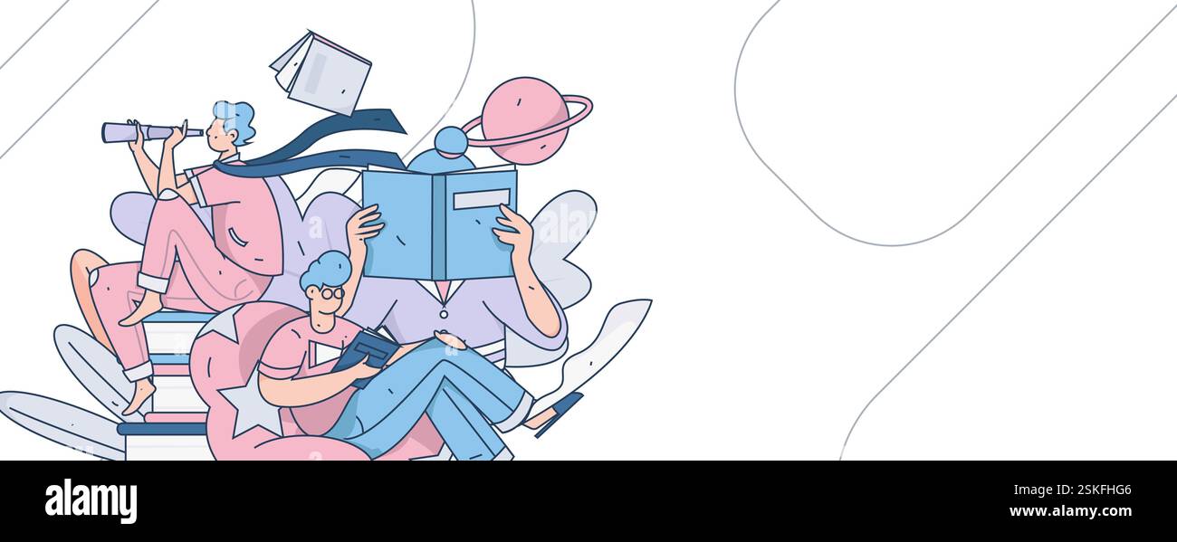 Education and learning people flat vector concept hand drawn ...