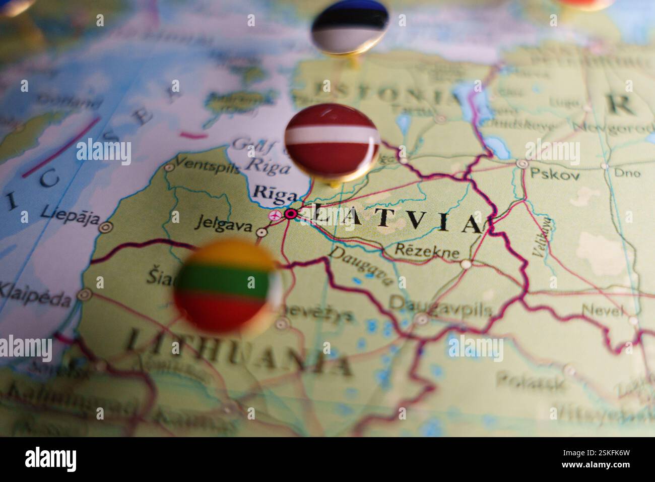 Map of Latvia with push pin on Riga. Travel, tourism, Baltic states ...