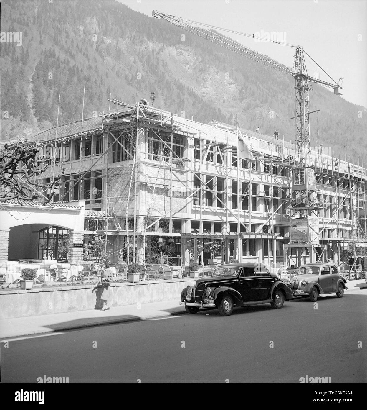 Post Interlaken im Bau 1952#Interlaken post office under construction ...