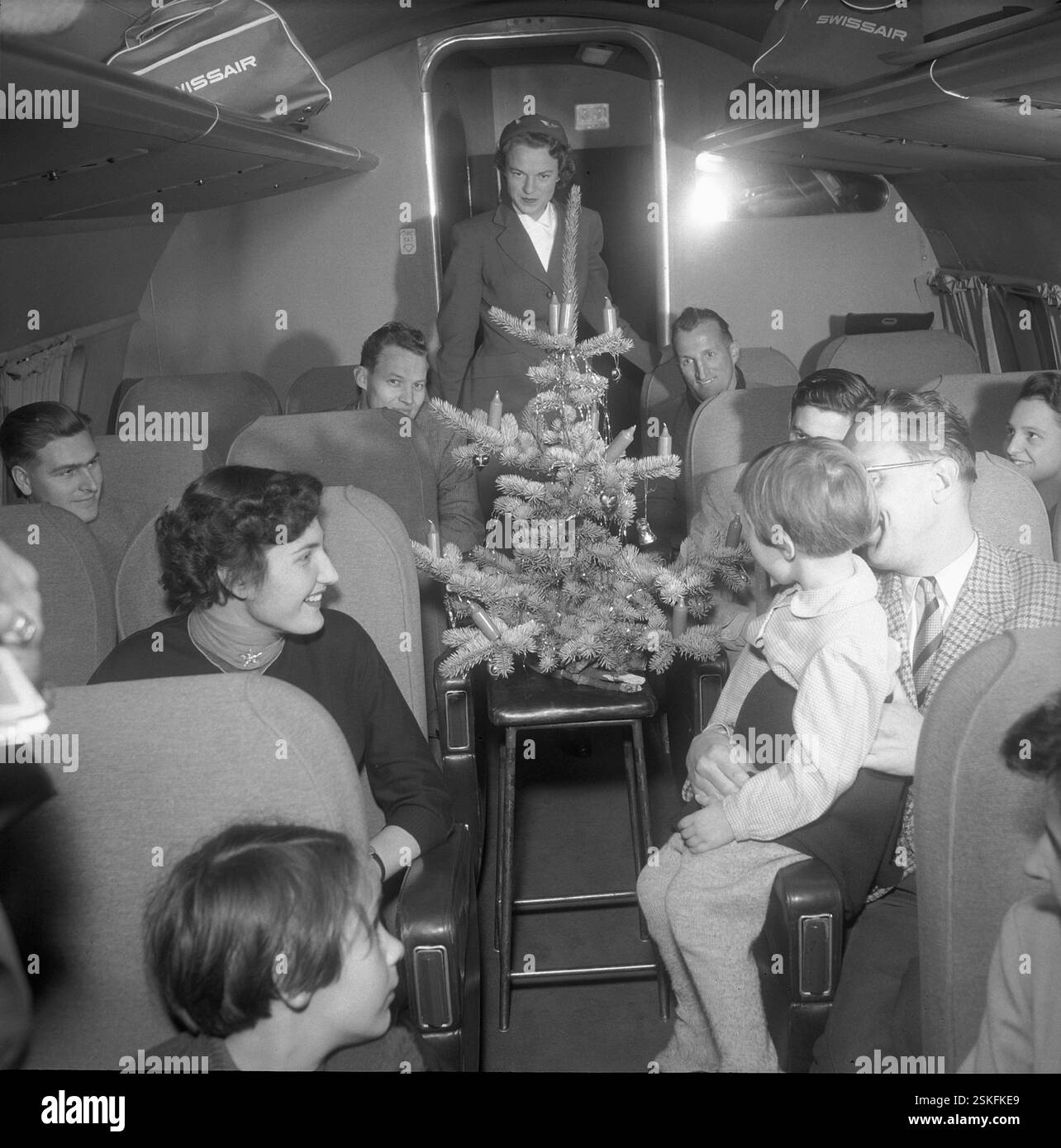 Heiligabend im Swissair Flugzeug 1953#Christmas Eve, Swissair Airplane ...