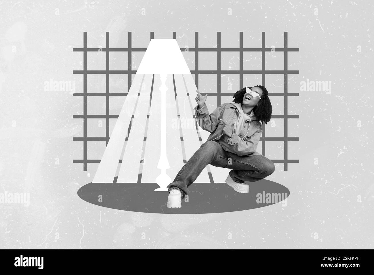 Creative photo 3d collage artwork poster postcard of happy lady ...