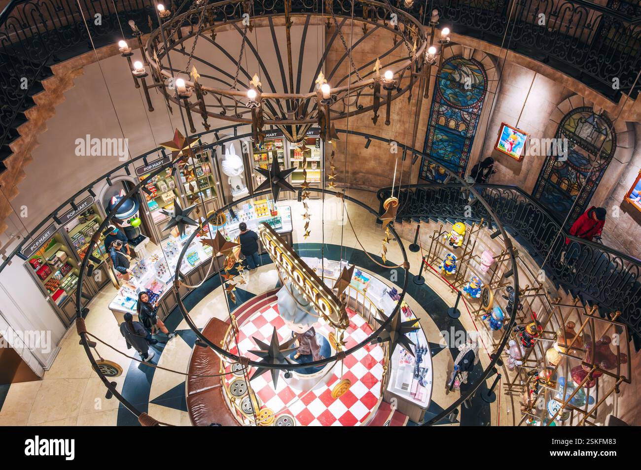 An inside view of the Popmart store with characters in surprise boxes ...