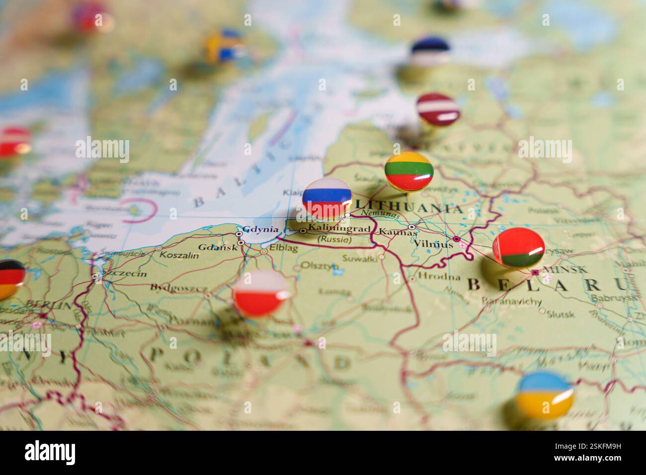 Map shown eastern europe with countries flag pins Stock Photo - Alamy