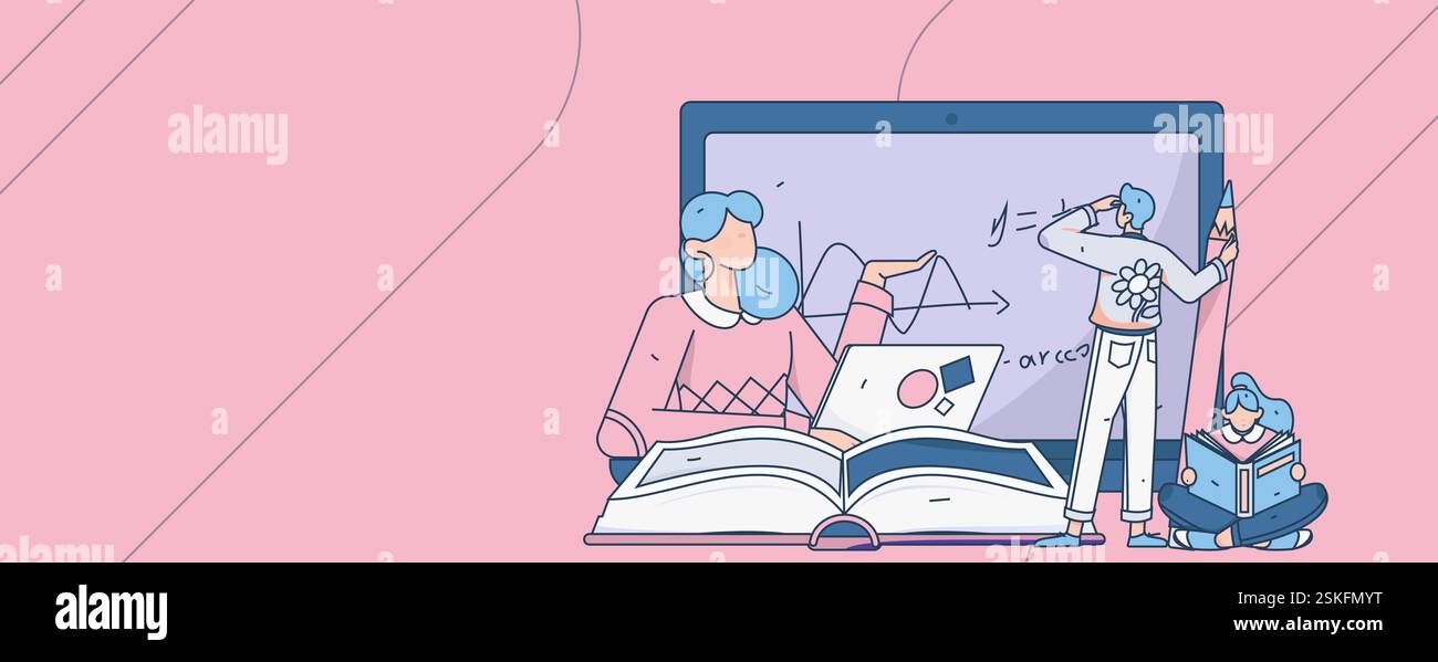 Education and learning people flat vector concept hand drawn ...