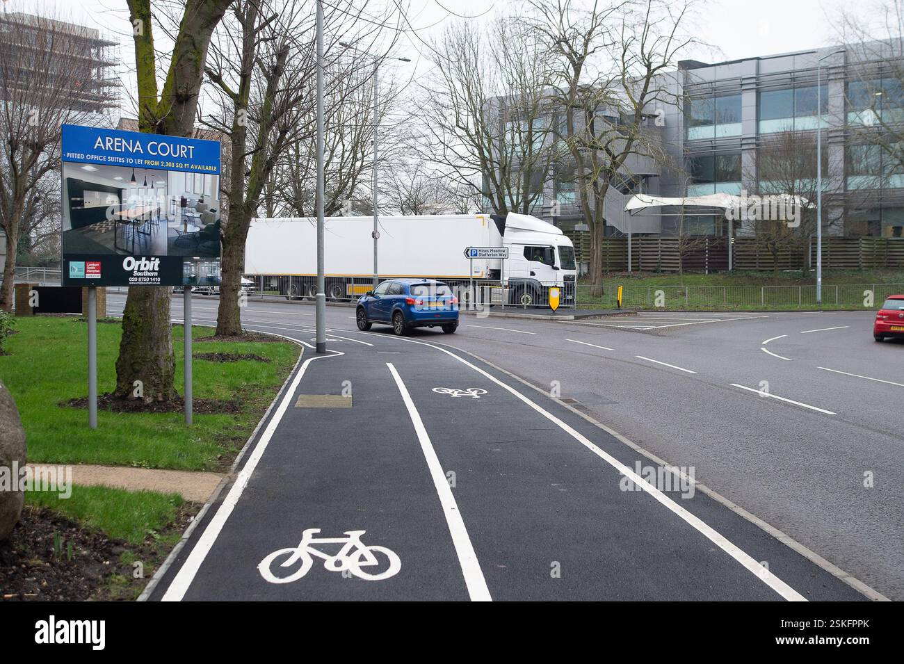 Maidenhead, Berkshire, UK. 11th February, 2025. New cycle paths have ...