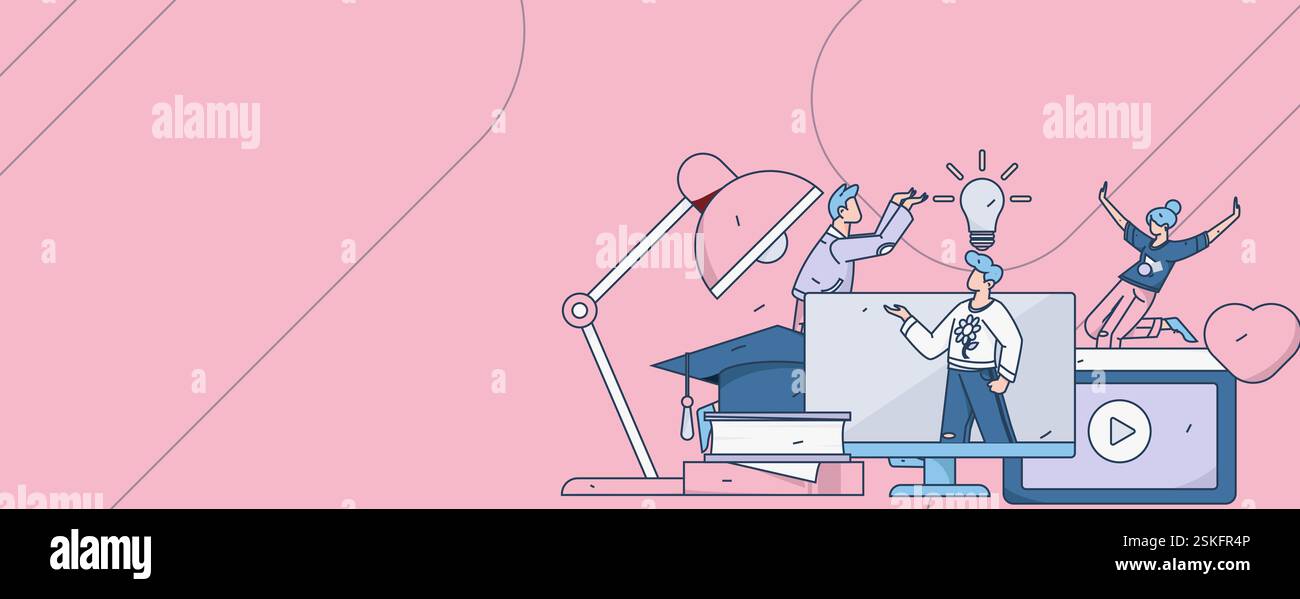 Education and learning people flat vector concept hand drawn ...