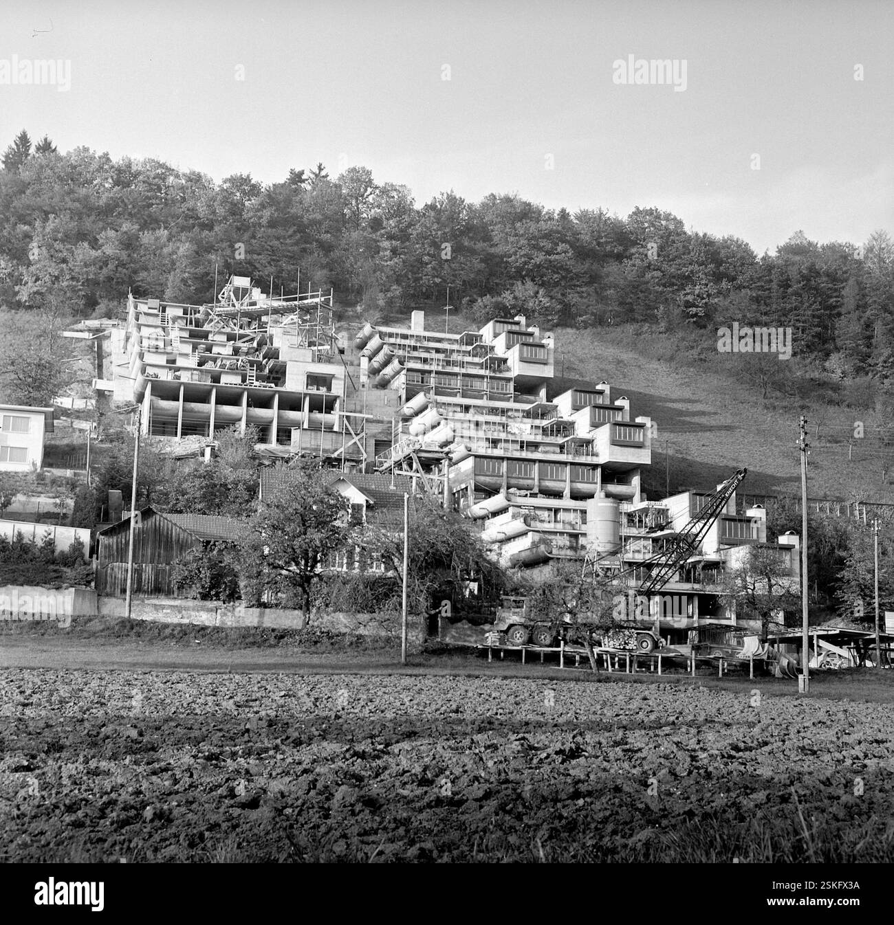 Bau einer Terrassensiedlung in Umiken AG 1965#Terraced buildings in ...
