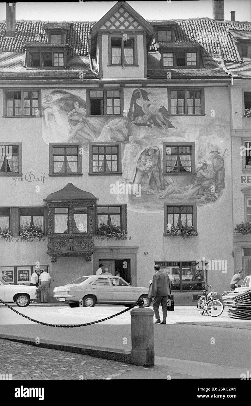 Haus am Domplatz in St. Gallen 1971#Mural painting on a historical ...