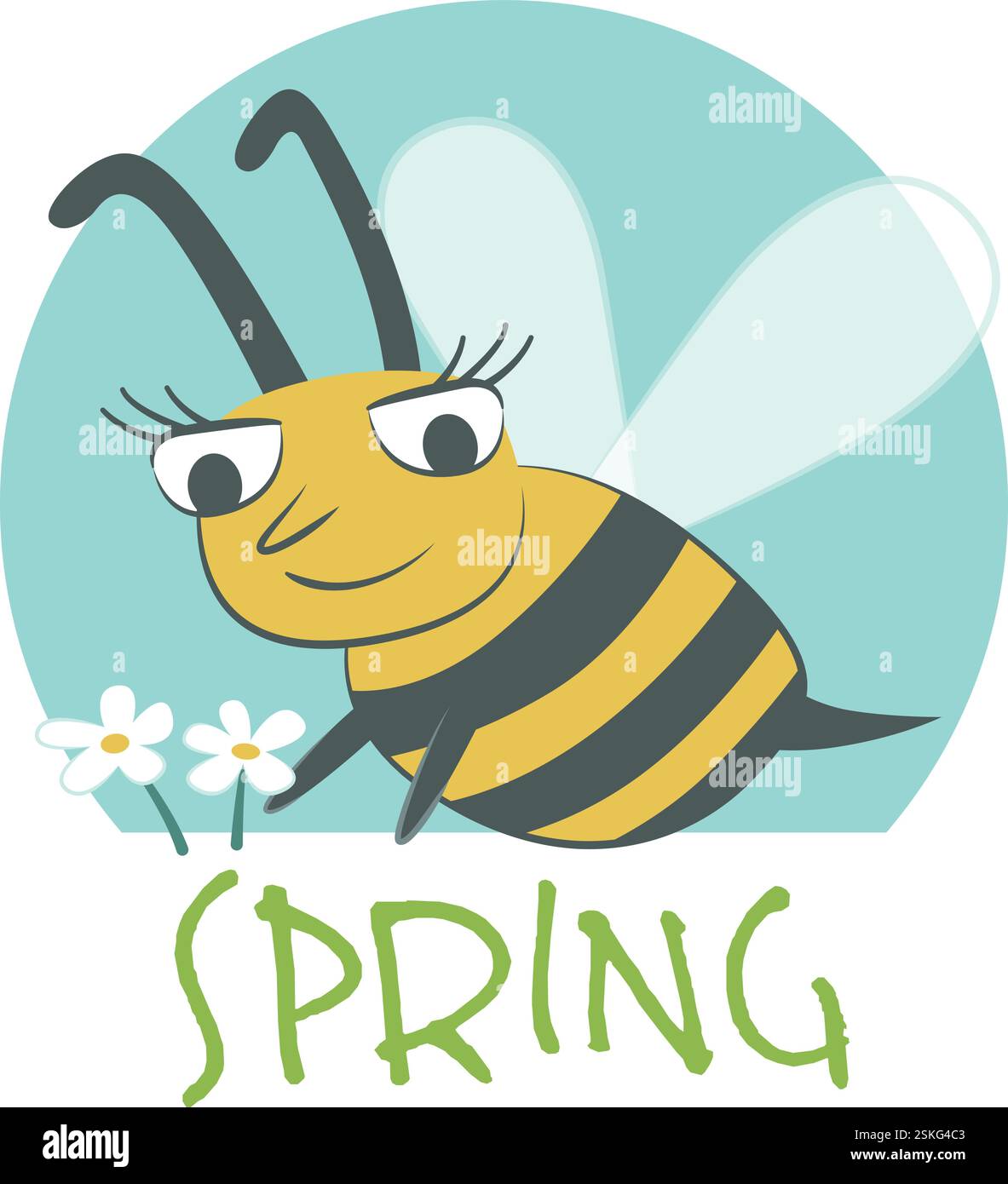 Banner to announce spring with a cute flying bee Stock Vector Image ...