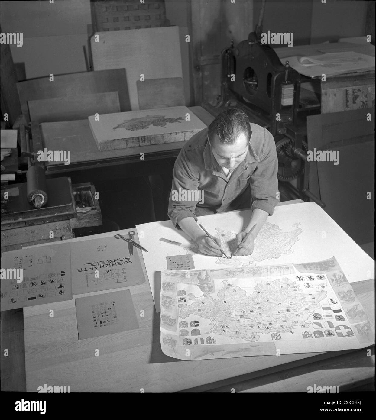 Herstellung einer Karte, Kümmerly + Frey 1940#Kümmerly + Frey map ...