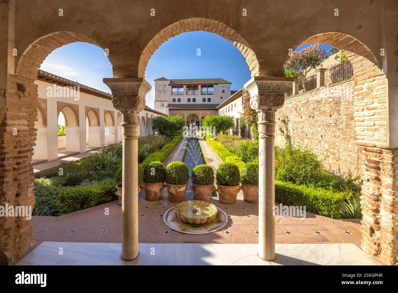 The Patio de la Acequia, courtyard of the Generalife palace at the ...