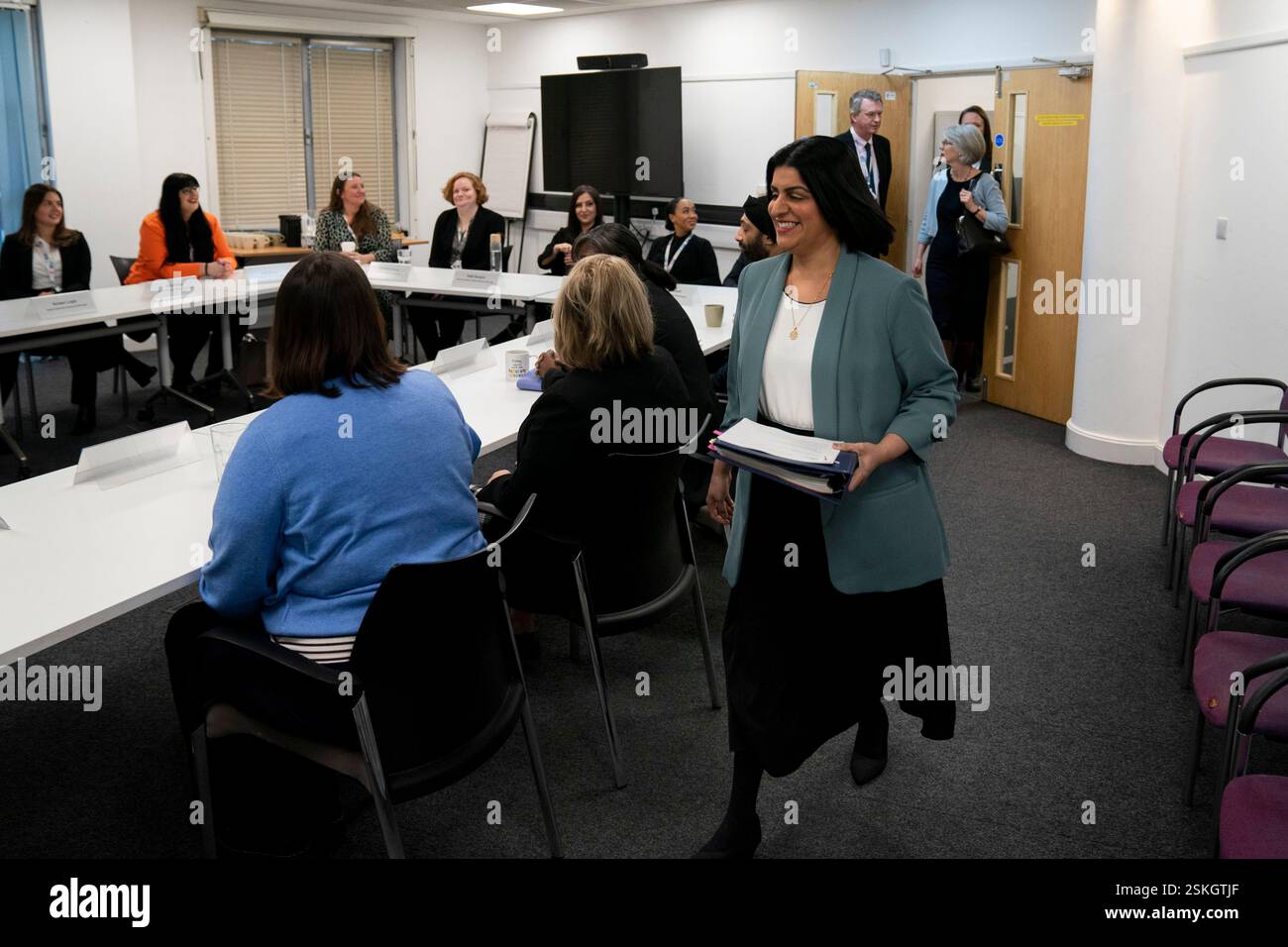 Justice Secretary Shabana Mahmood arrives at a roundtable discussion ...