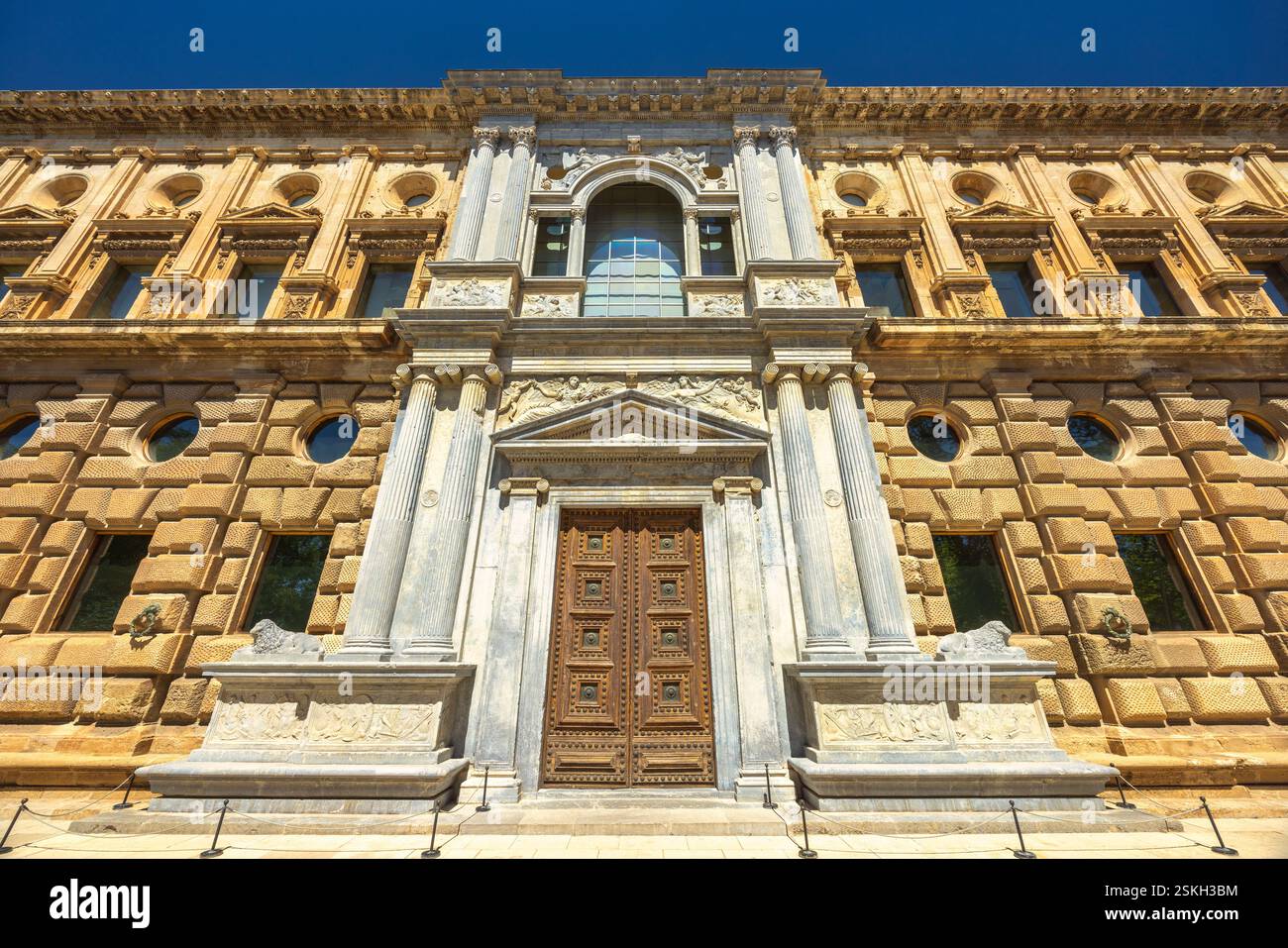 Exterior of the Palace of Charles V. Alhambra complex in Granada town ...