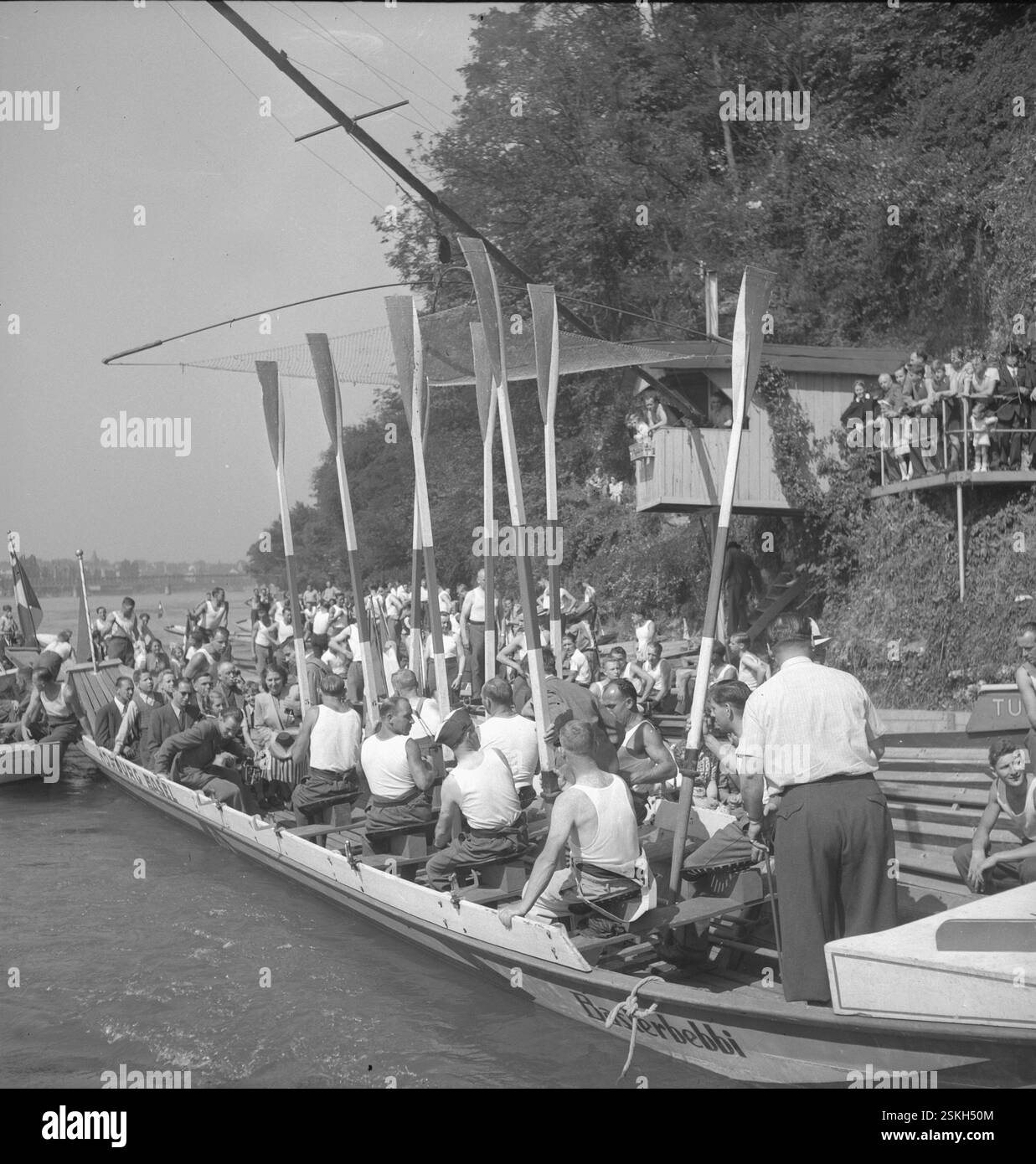 Schiffstaufe Rheinfähre Basel 1944#Basle, ship's christening, rhine ...