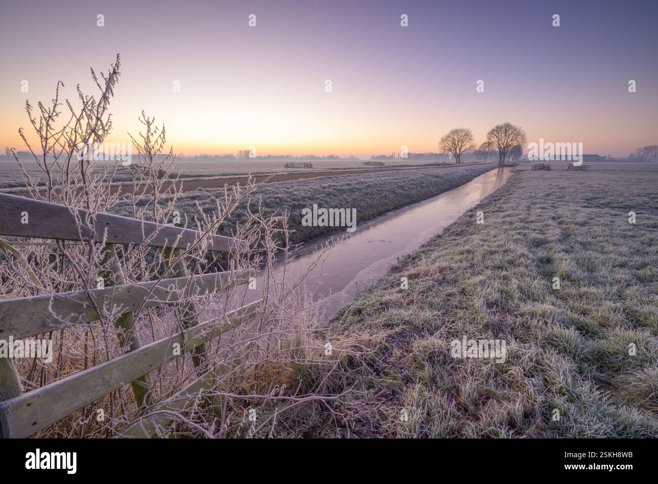 Beautiful landscape image over a rural winter landscape in The ...