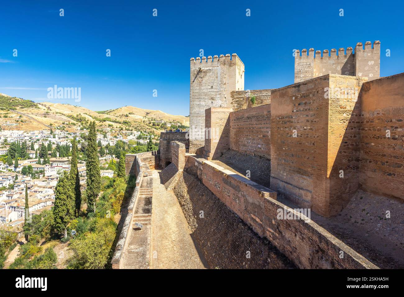 The Alcazaba fortress at the Alhambra complex in Granada town ...