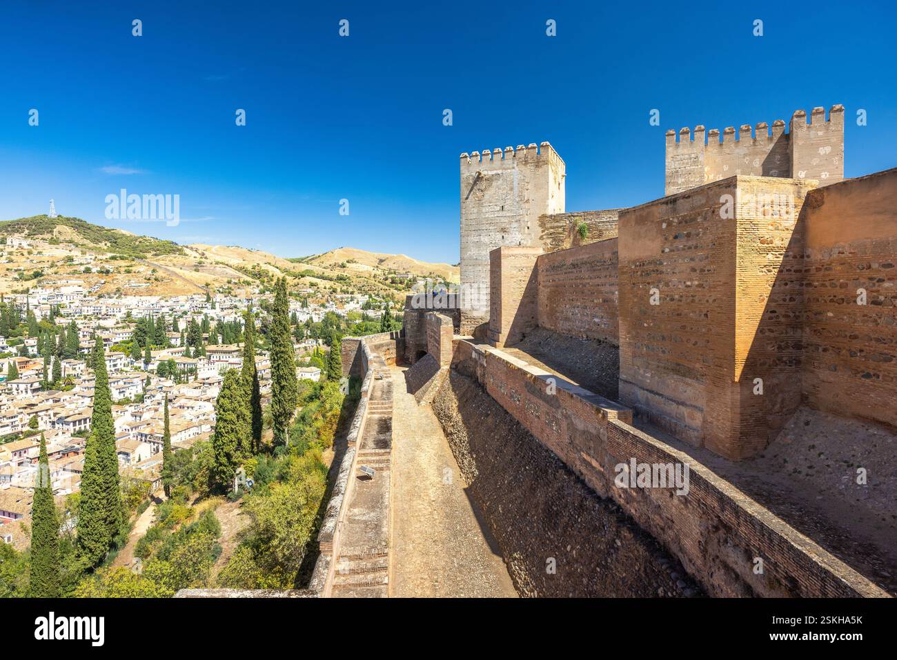 The Alcazaba fortress at the Alhambra complex in Granada town ...