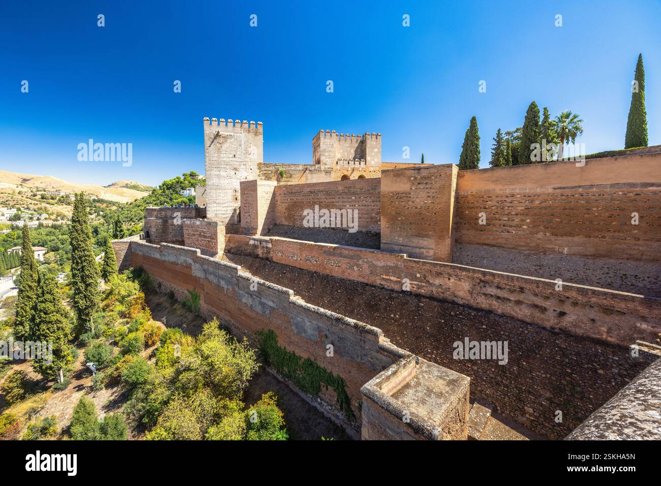 The Alcazaba fortress at the Alhambra complex in Granada town ...